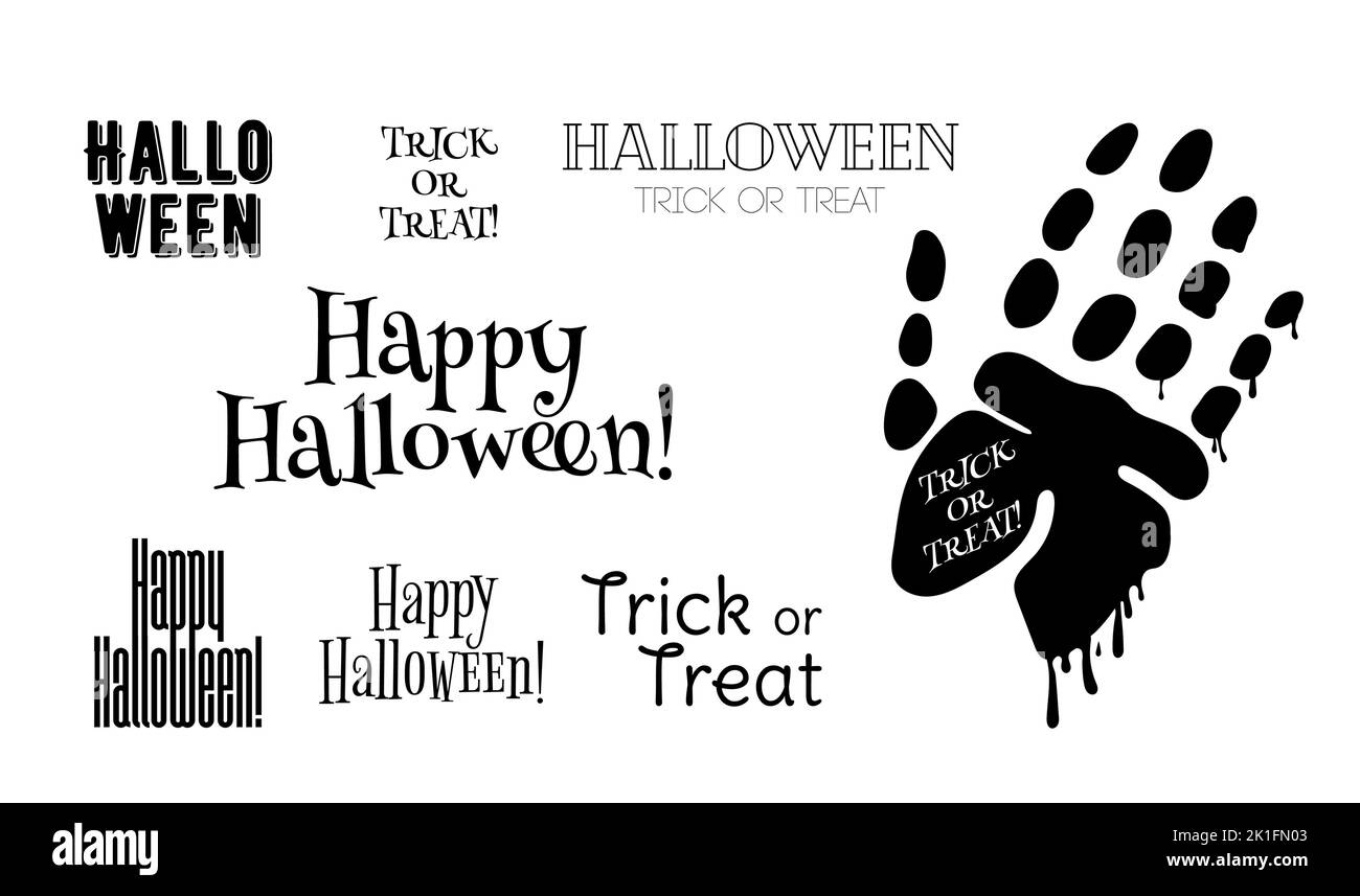 Big Halloween set of quotes typography. For holiday design card decor ...