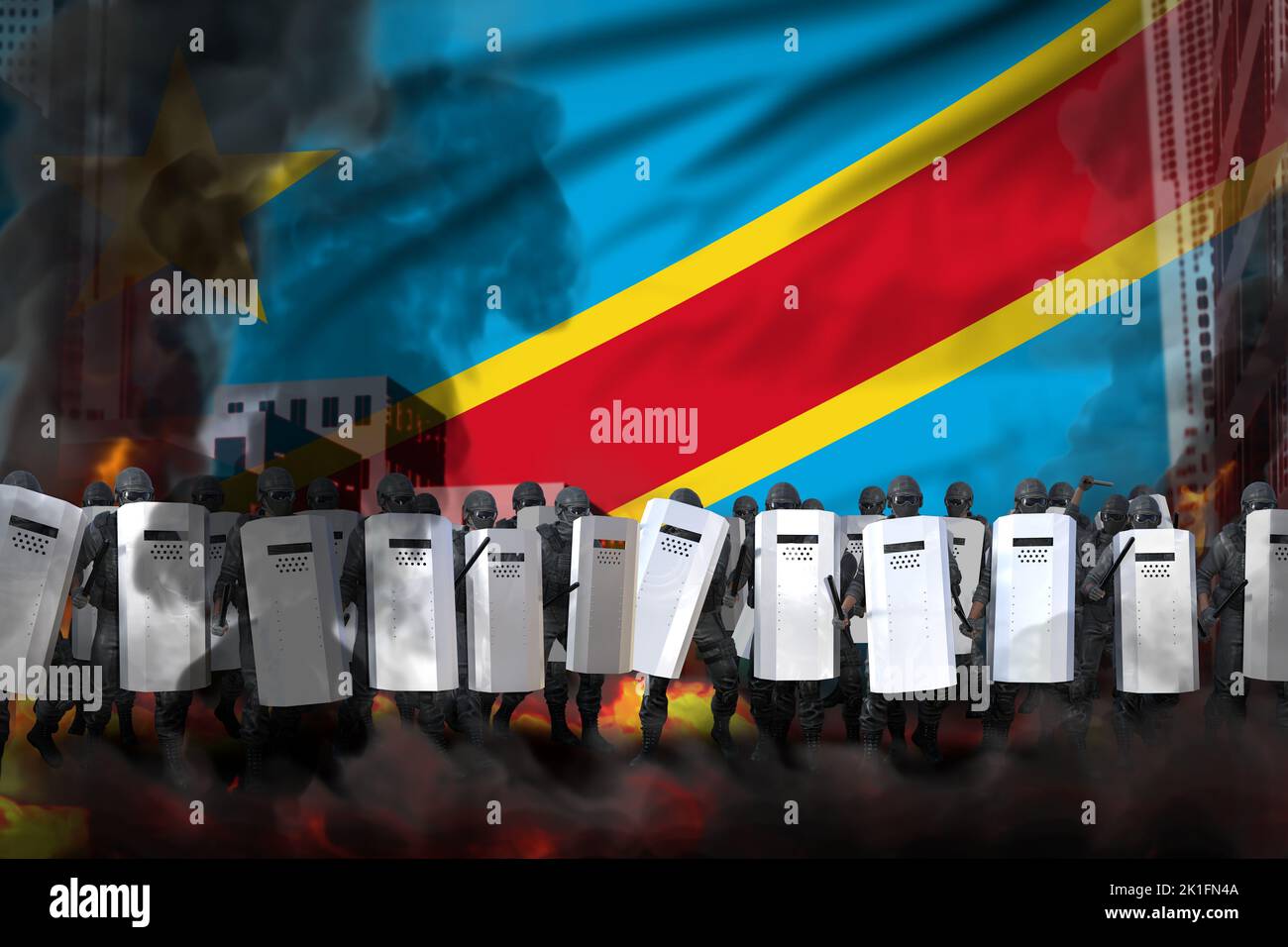 Democratic Republic of Congo police special forces on city street are ...