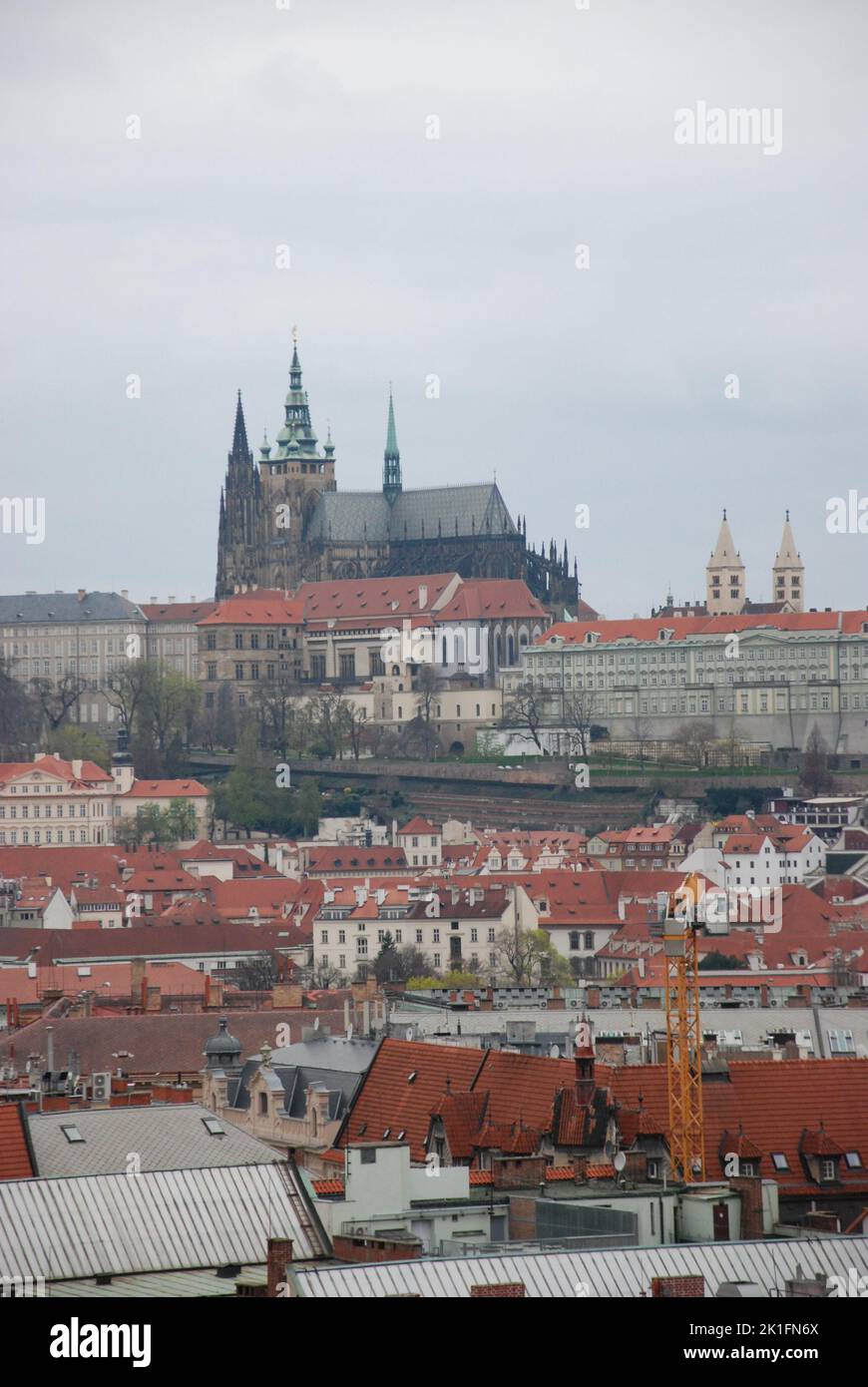 A vertical aerial view of the historic buildings and the castle in ...