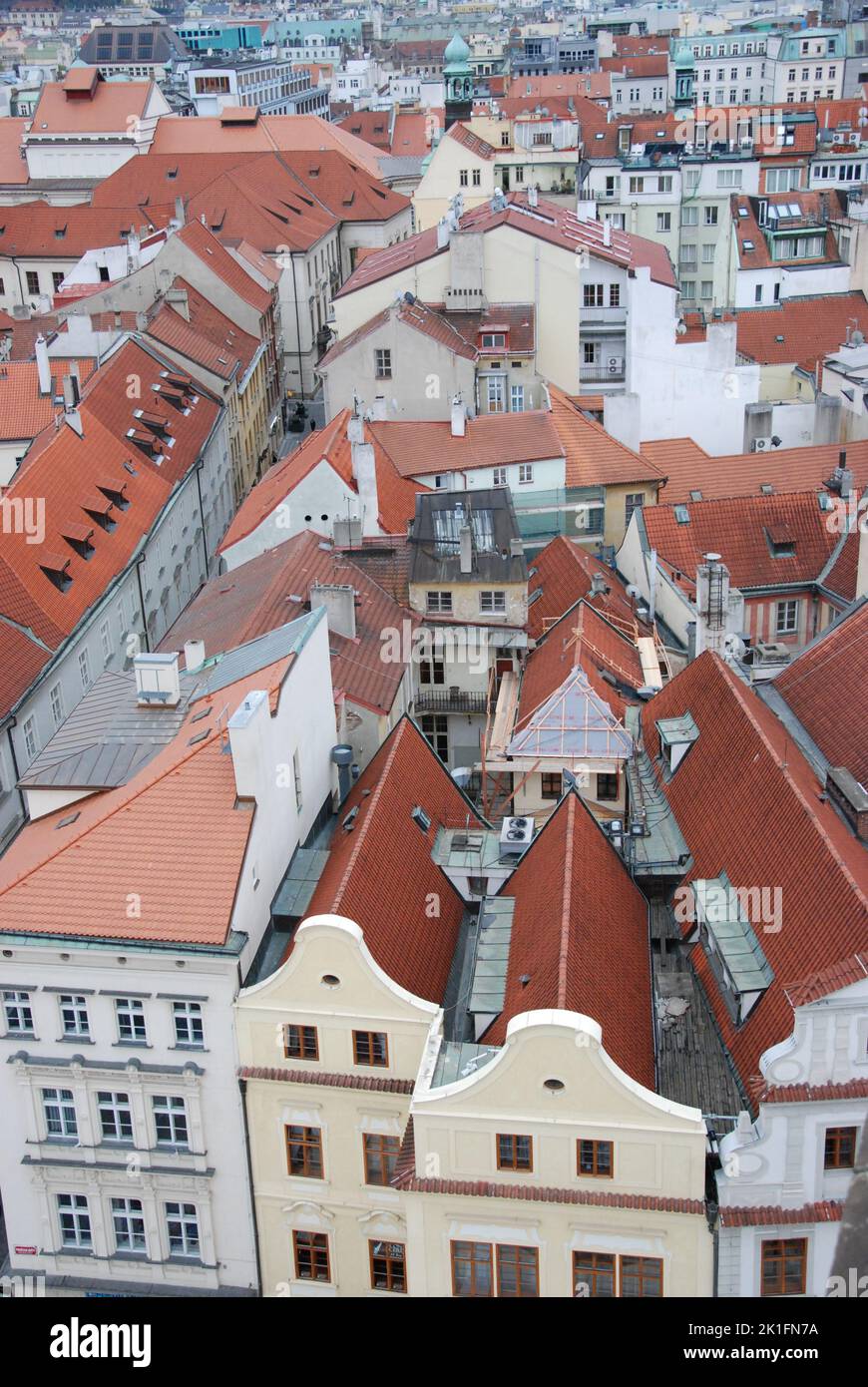 A vertical aerial view of the historic buildings in the Old Town of ...