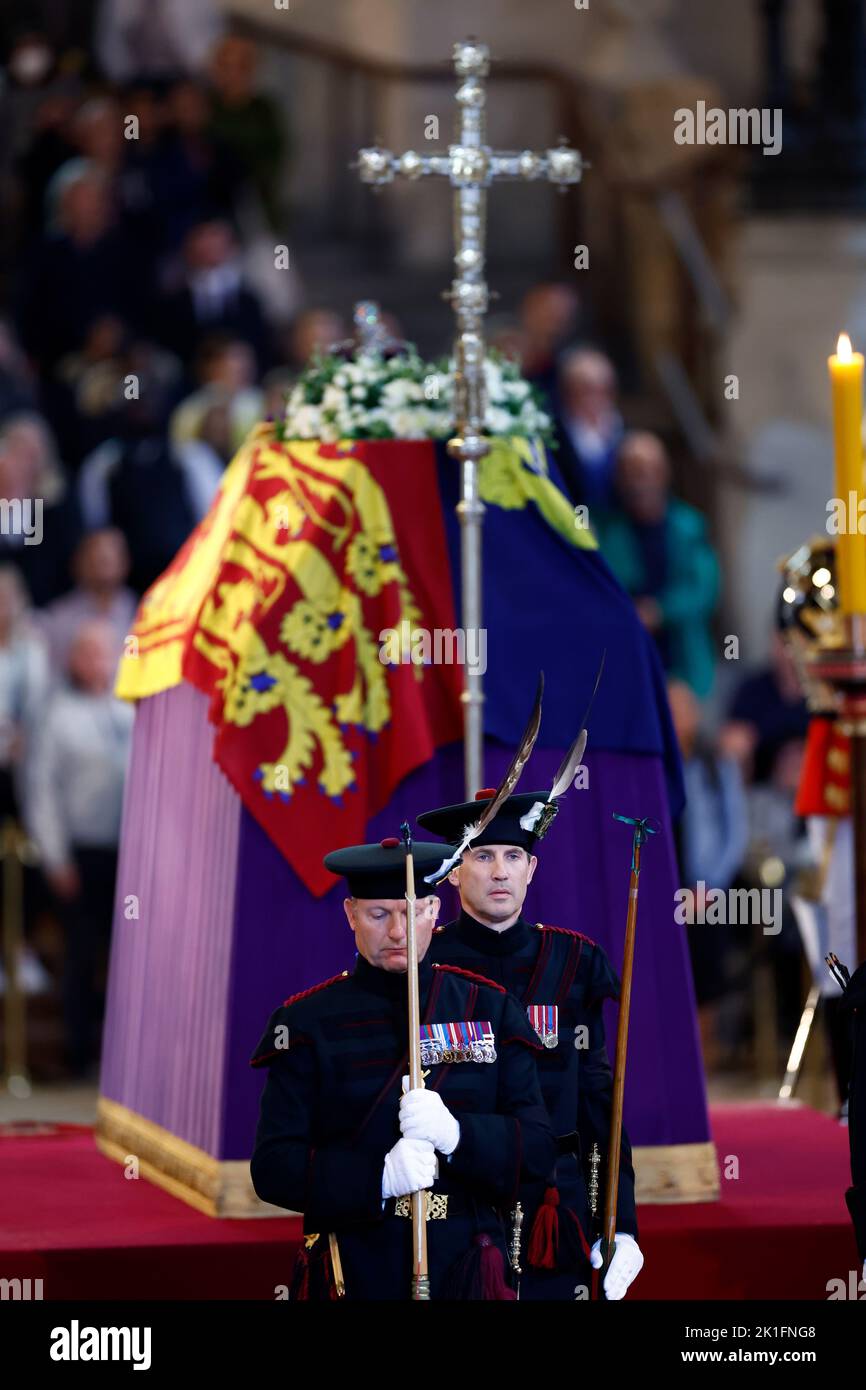 King's Bodyguard from the Royal Company of Archers stand guard where ...