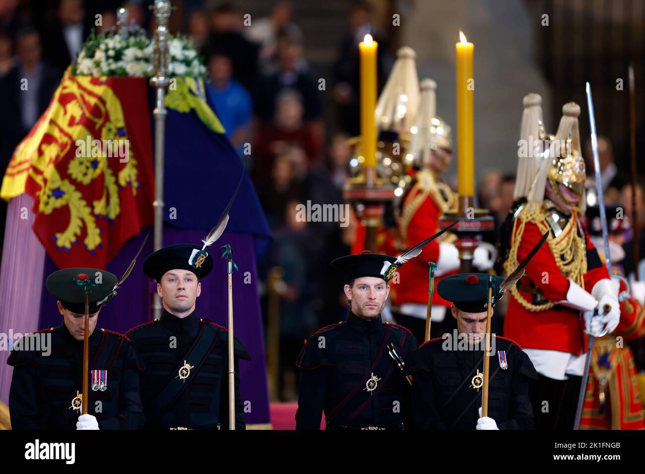 King's Bodyguard from the Royal Company of Archers stand guard where ...