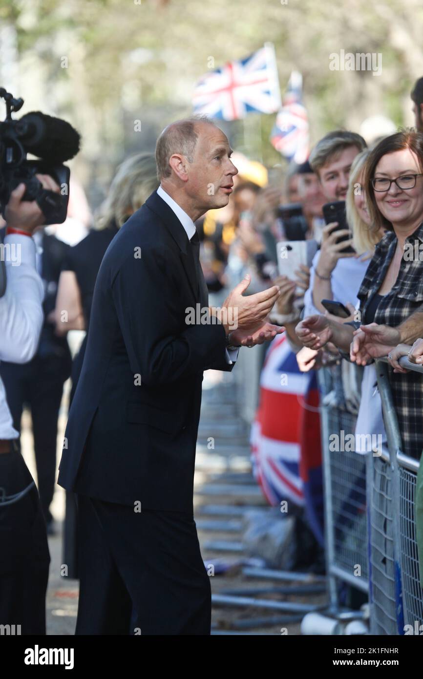 17 Sept 2022. Buckingham Palace, The Mall, London, England. Prince ...