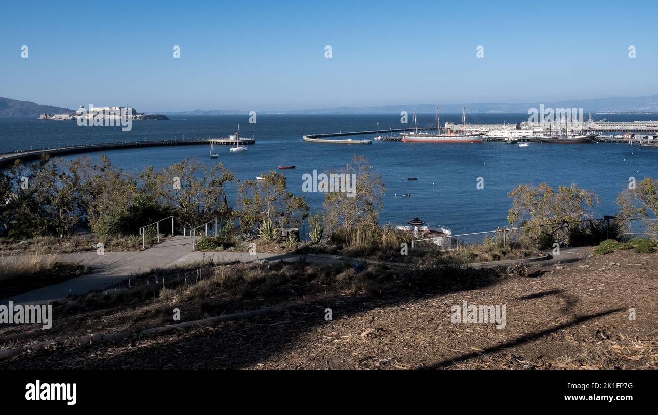 Seascape of the city of San Francisco, California, from Fort Mason, a ...