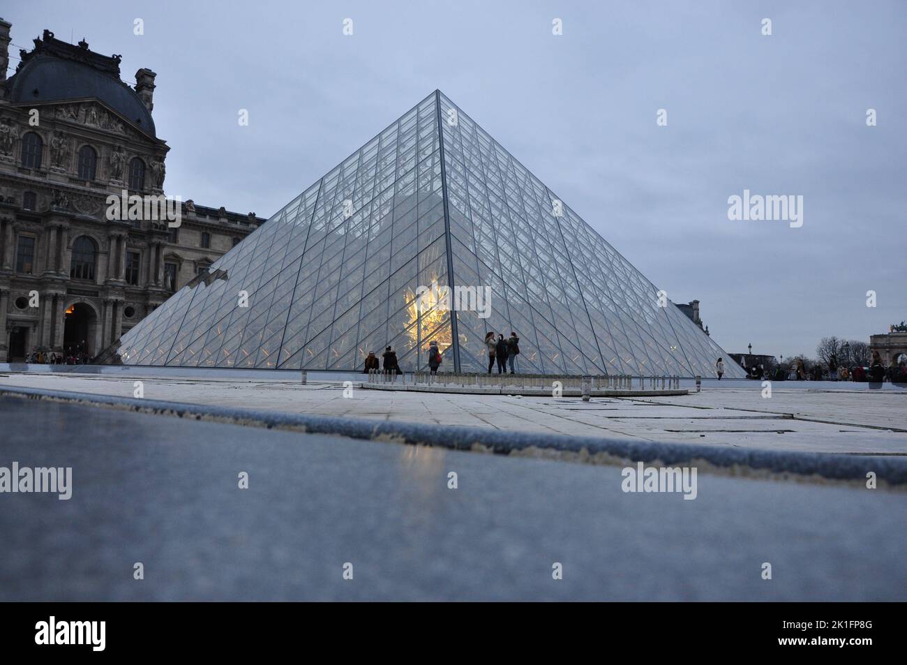 Glass pyramid in the courtyard of the Louvre in Paris, France Stock ...
