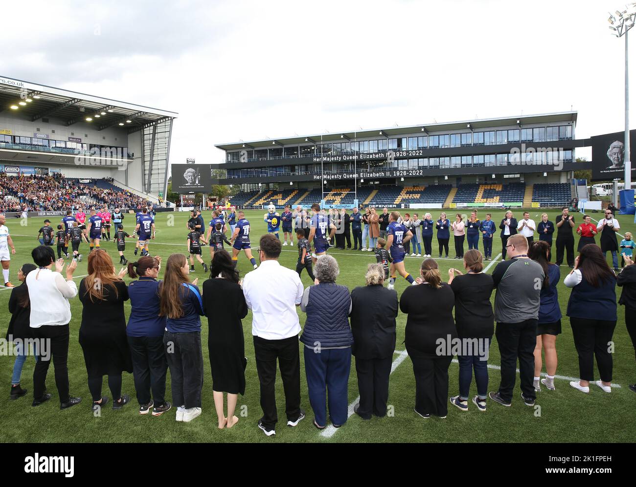Players and mascots walk on to the pitch ahead of the Gallagher ...