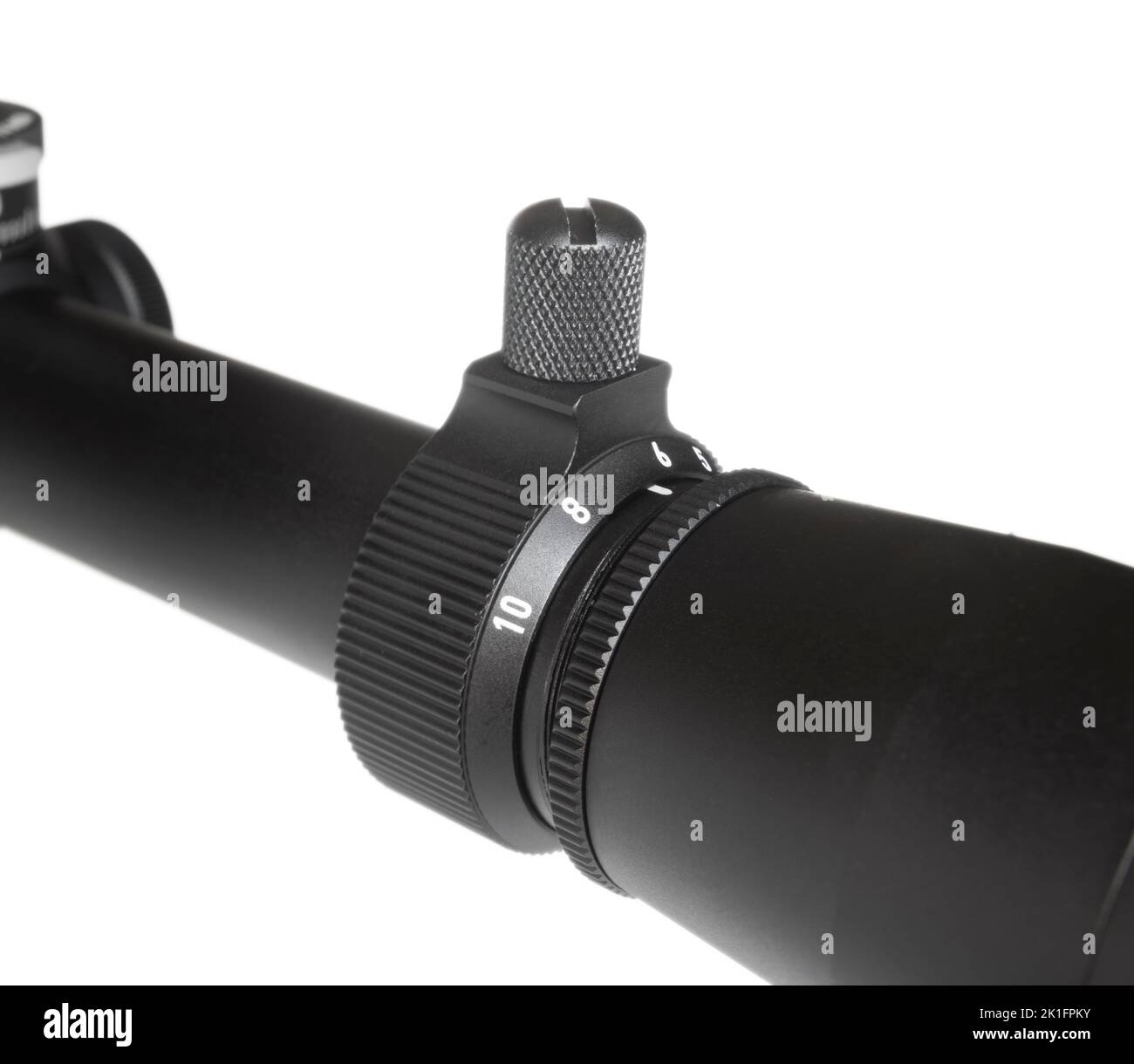 Zoom dial on a rifle scope with a speed bump isolated on white Stock ...