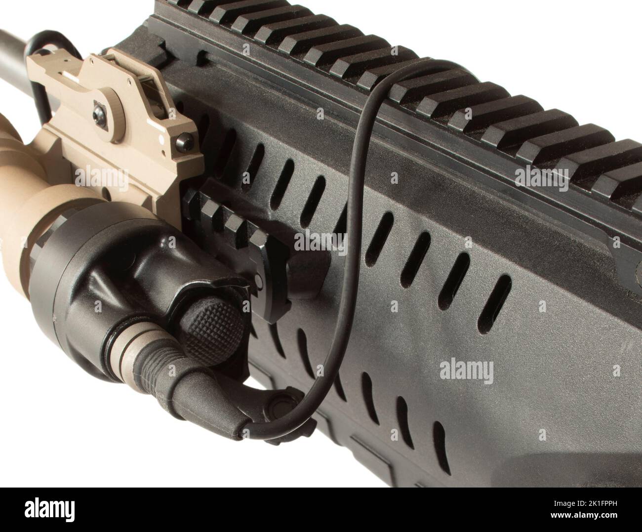 Flashlight tail cap and wire on a modern sporting rifle Stock Photo - Alamy