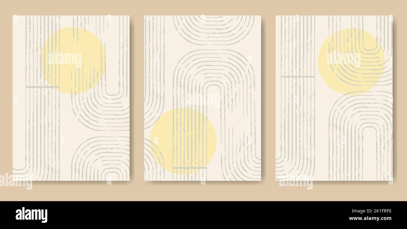 Arch poster set in minimalistic style. Boho home decor of circles and ...