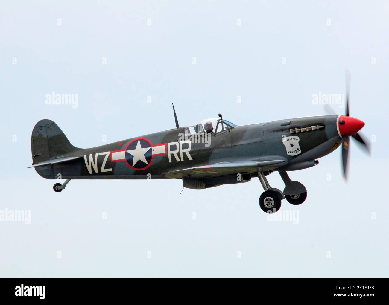 Supermarine Spitfire Mk.XVI RW382, G-PBIX) landing at dusk, after it's ...