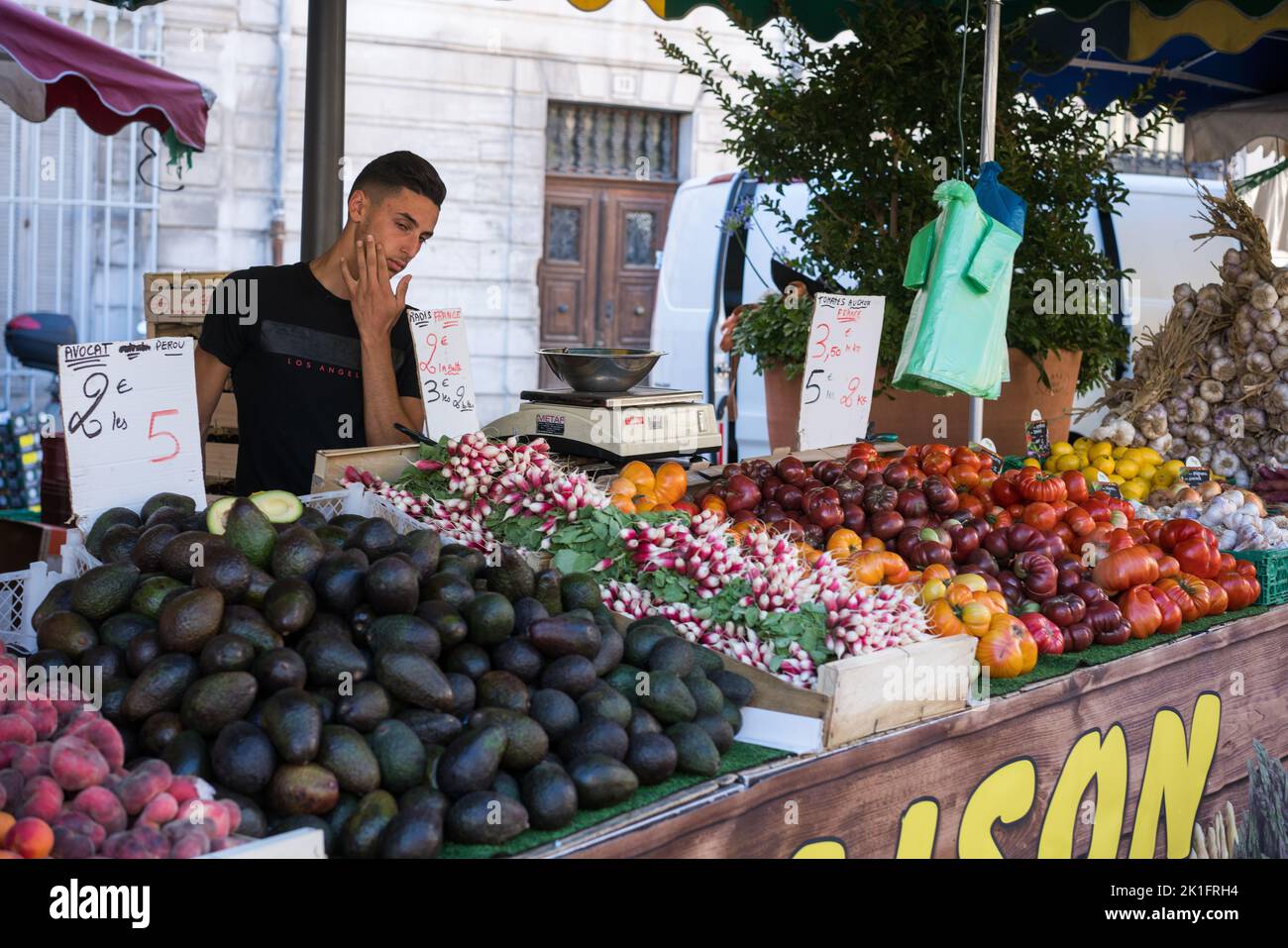 traditional street market, Apt, Provence, France, Europe Stock Photo ...