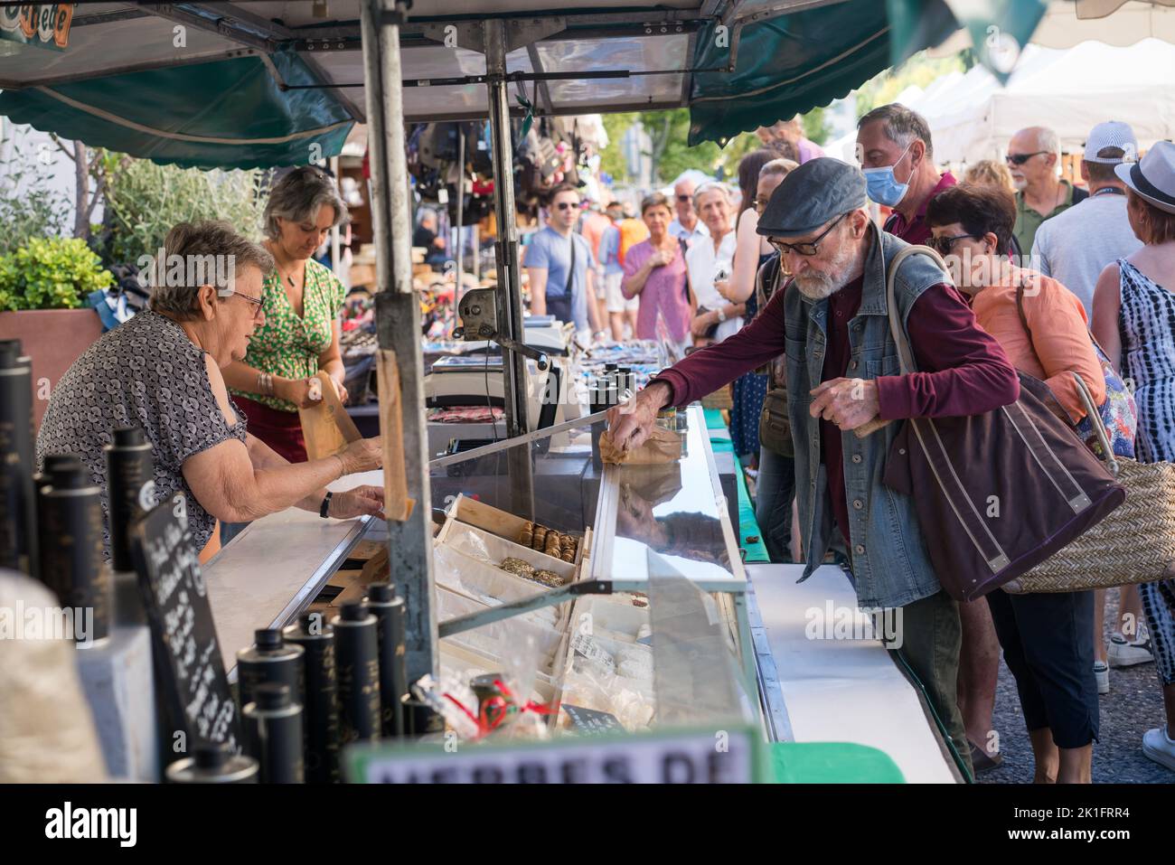 traditional street market, Apt, Provence, France, Europe Stock Photo ...