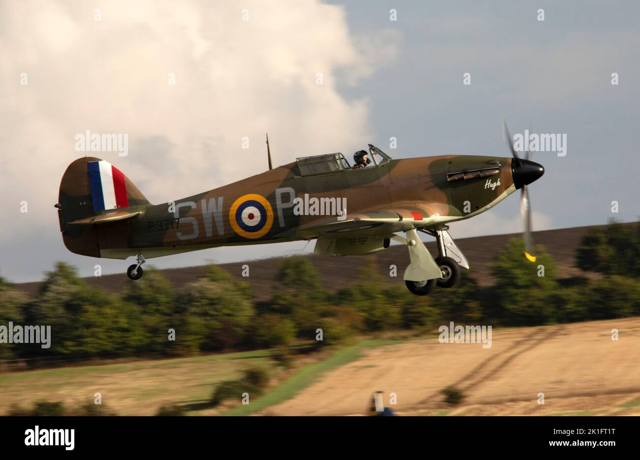 Hawker Hurricane Mk.I P3717 (G-HITT) landing at dusk, after it's flying ...