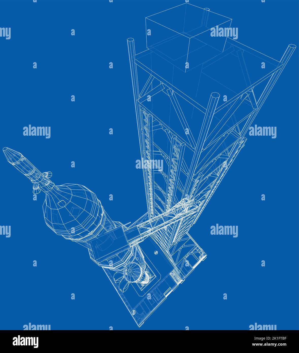 Space Rocket on launch pad. Vector rendering of 3d Stock Vector Image ...