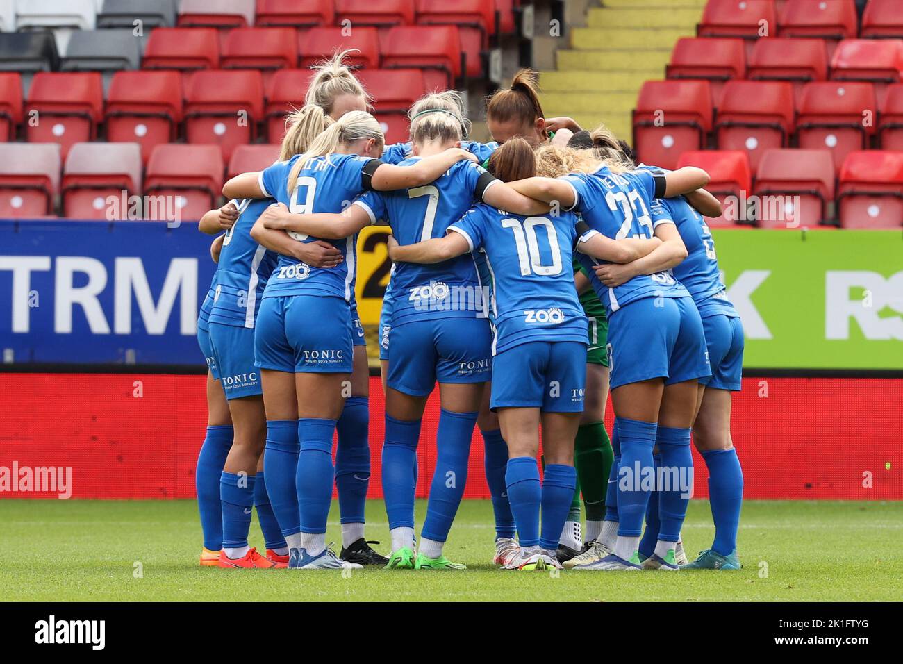 Charlton, UK. 18th Sep, 2022. Birmingham City huddle during the The Fa ...