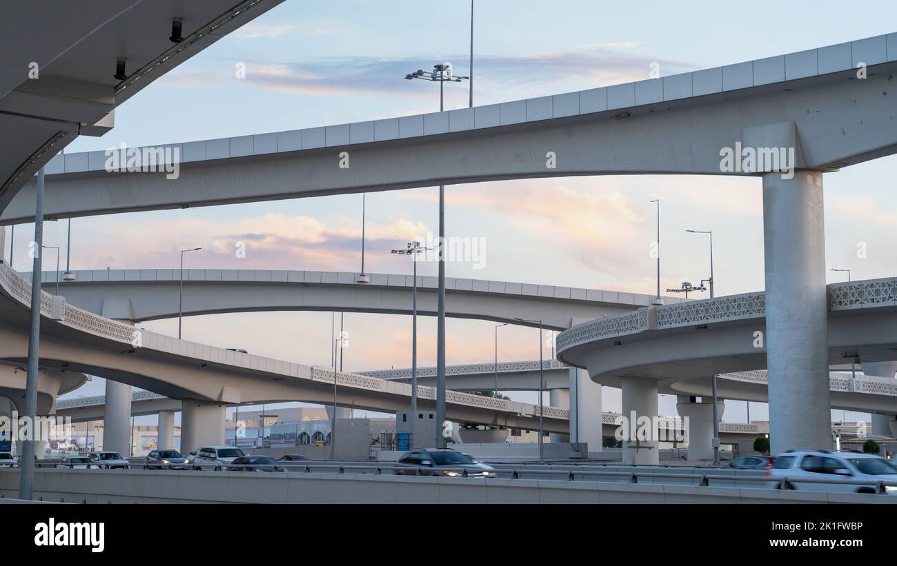 Doha, Qatar- may 15, 2022 : Sabah al corridor intersection in gharrafa ...