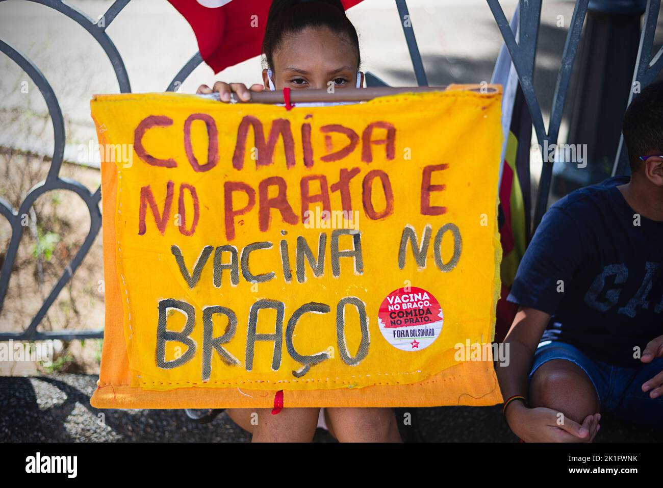 Brazilians protest carrying posters against the government of President ...