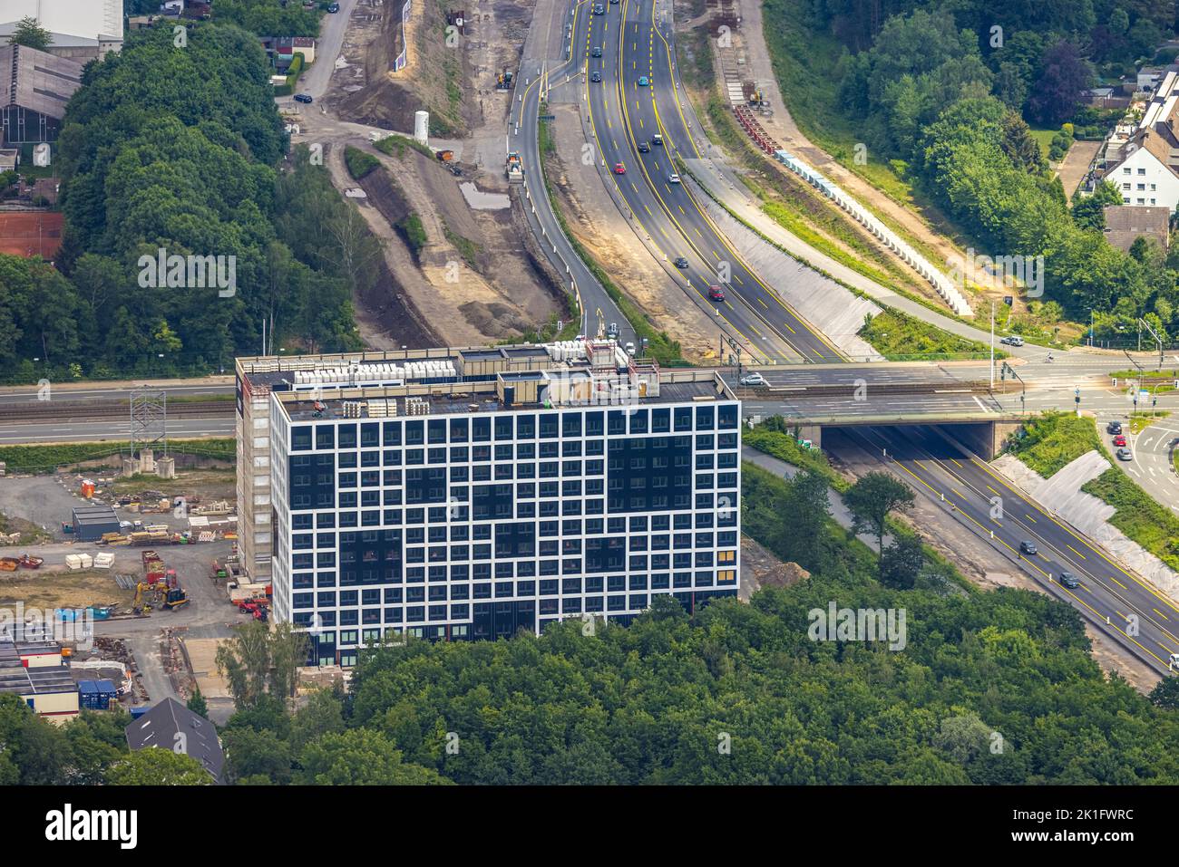Aerial view, construction site and new building student dormitory in ...