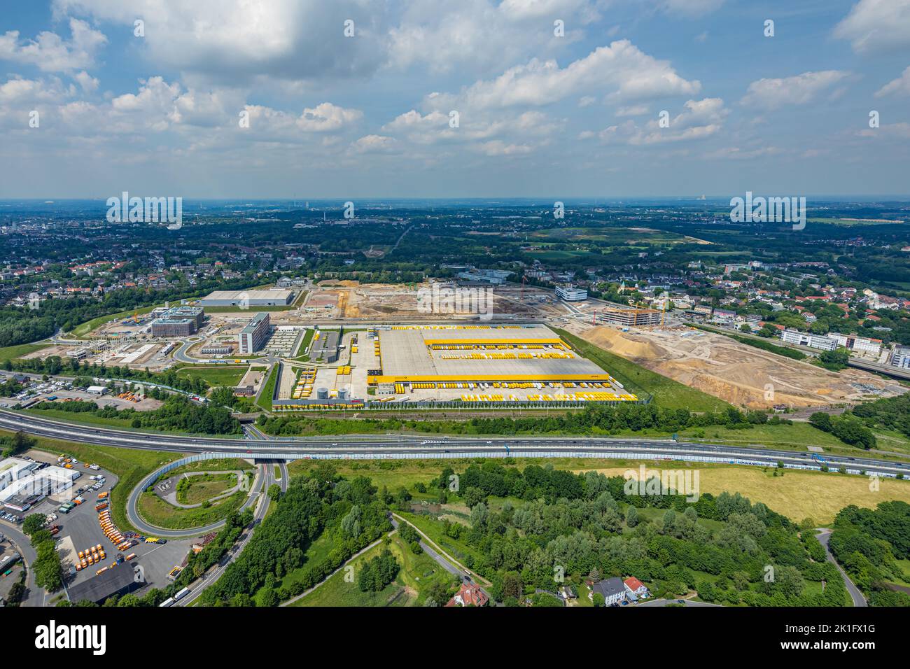 Aerial view, construction site Mark 51/7, DHL logistics center, Laer ...
