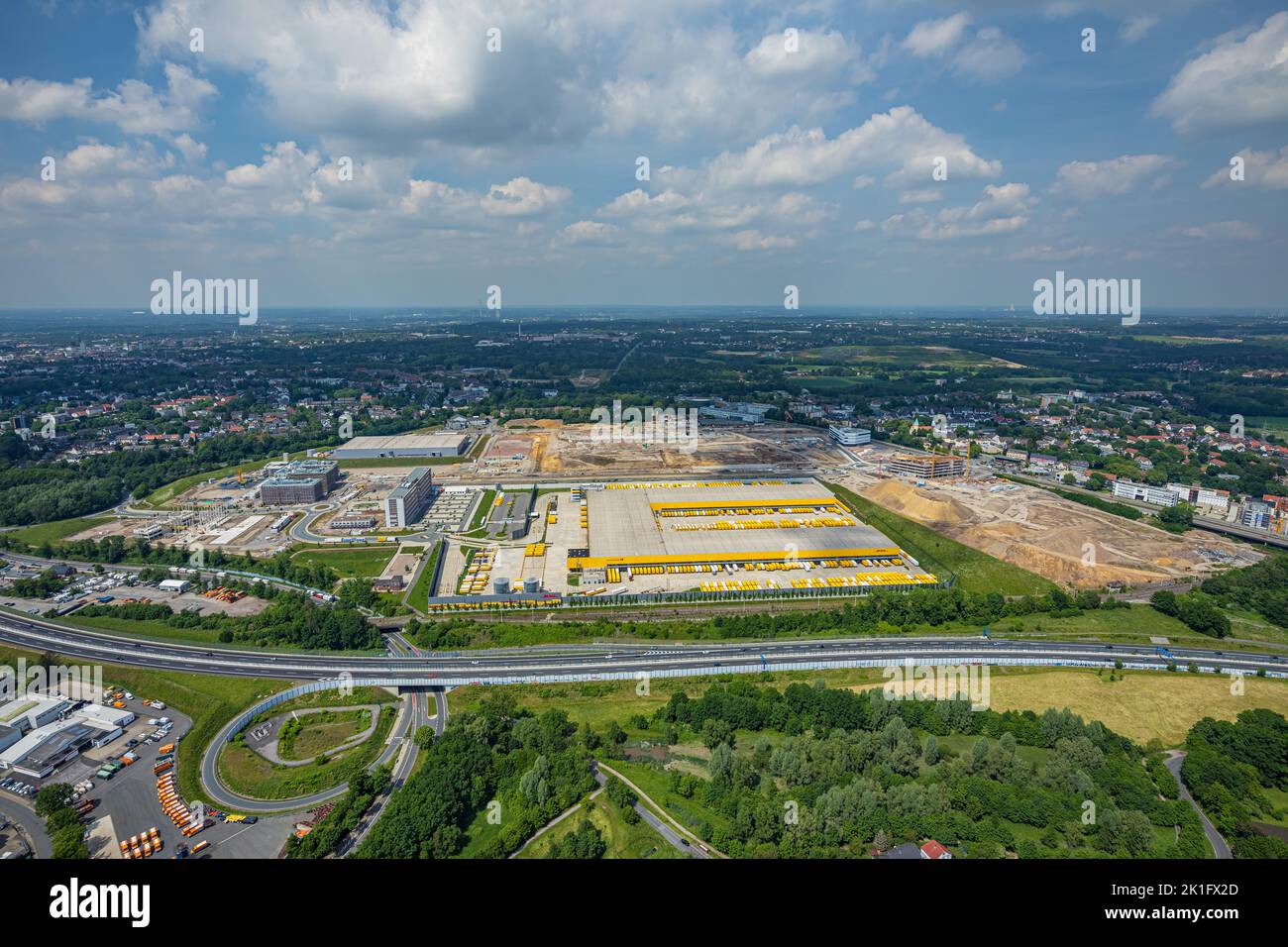 Aerial view, construction site Mark 51/7, DHL logistics center, Laer ...