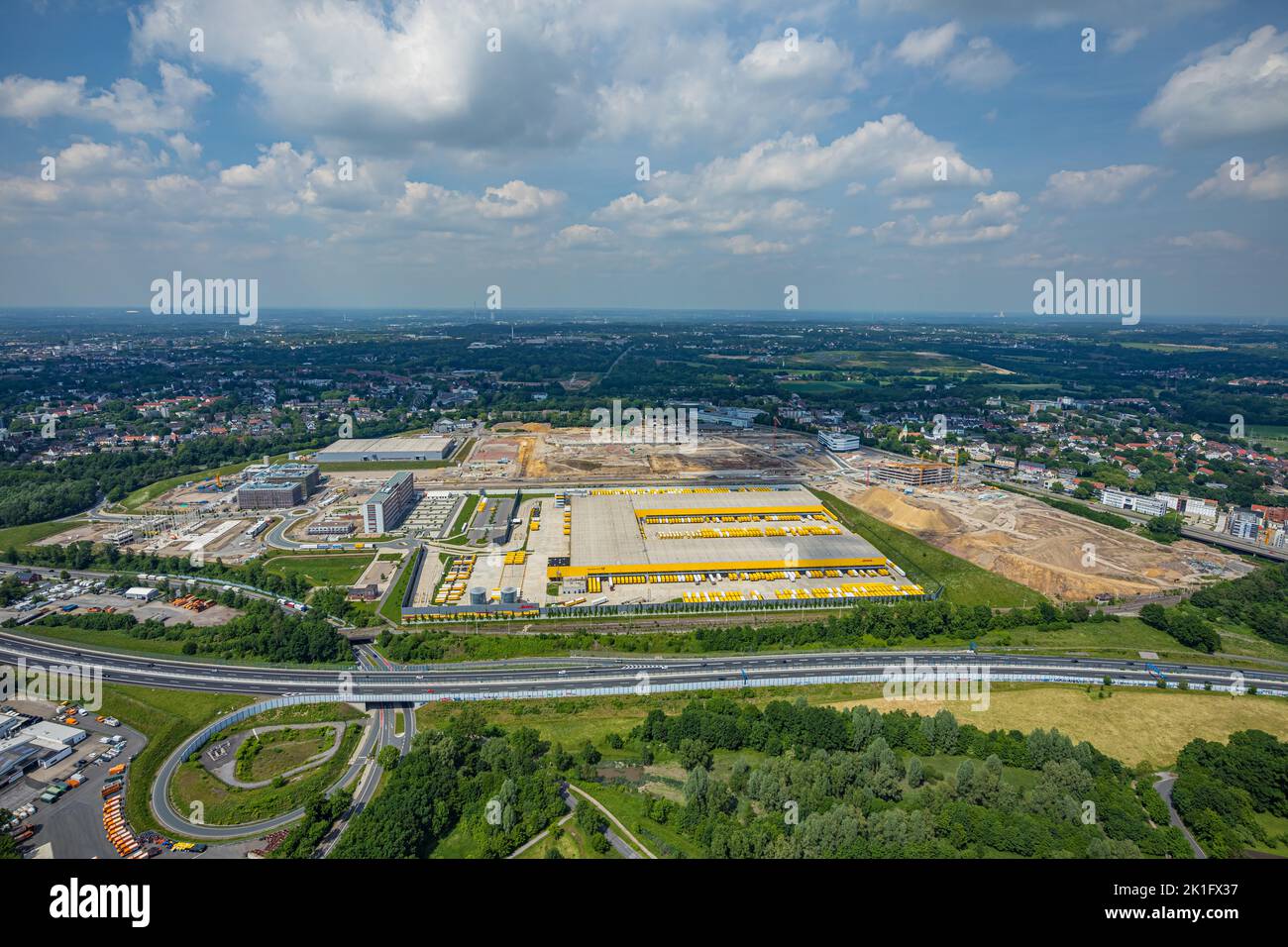 Aerial view, construction site Mark 51/7, DHL logistics center, Laer ...