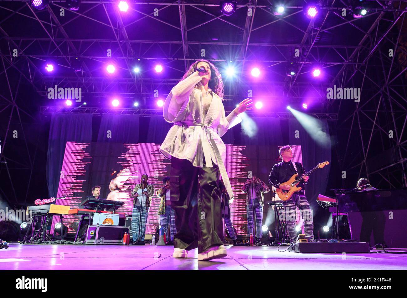 Elisa Toffoli performs in Piazza dei Cavalieri in Pisa with her back to ...