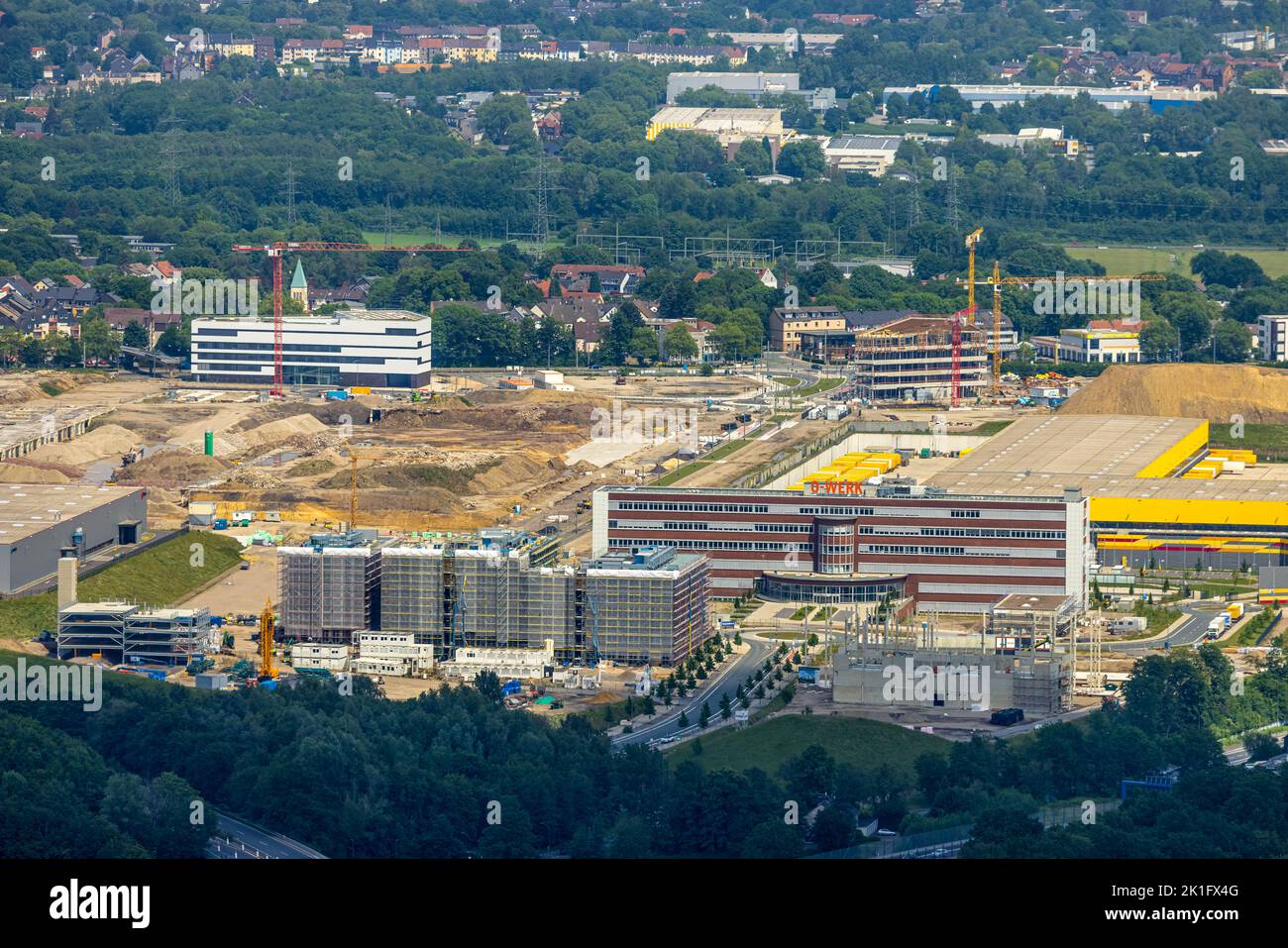 Aerial view, construction site Mark 51/7, O-Werk, Laer, Bochum, Ruhr ...