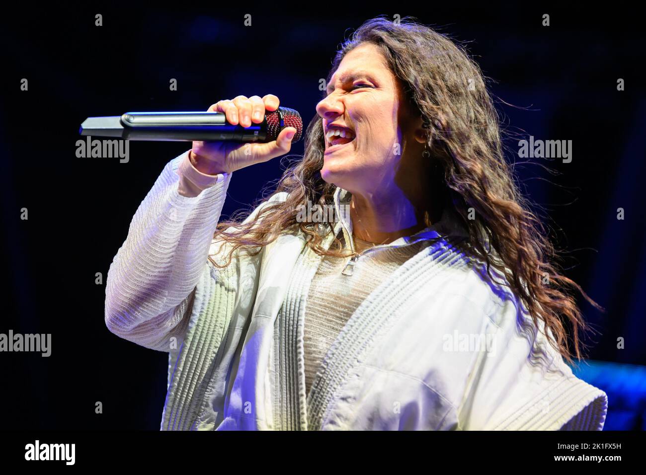 Elisa Toffoli performs in Piazza dei Cavalieri in Pisa with her back to ...