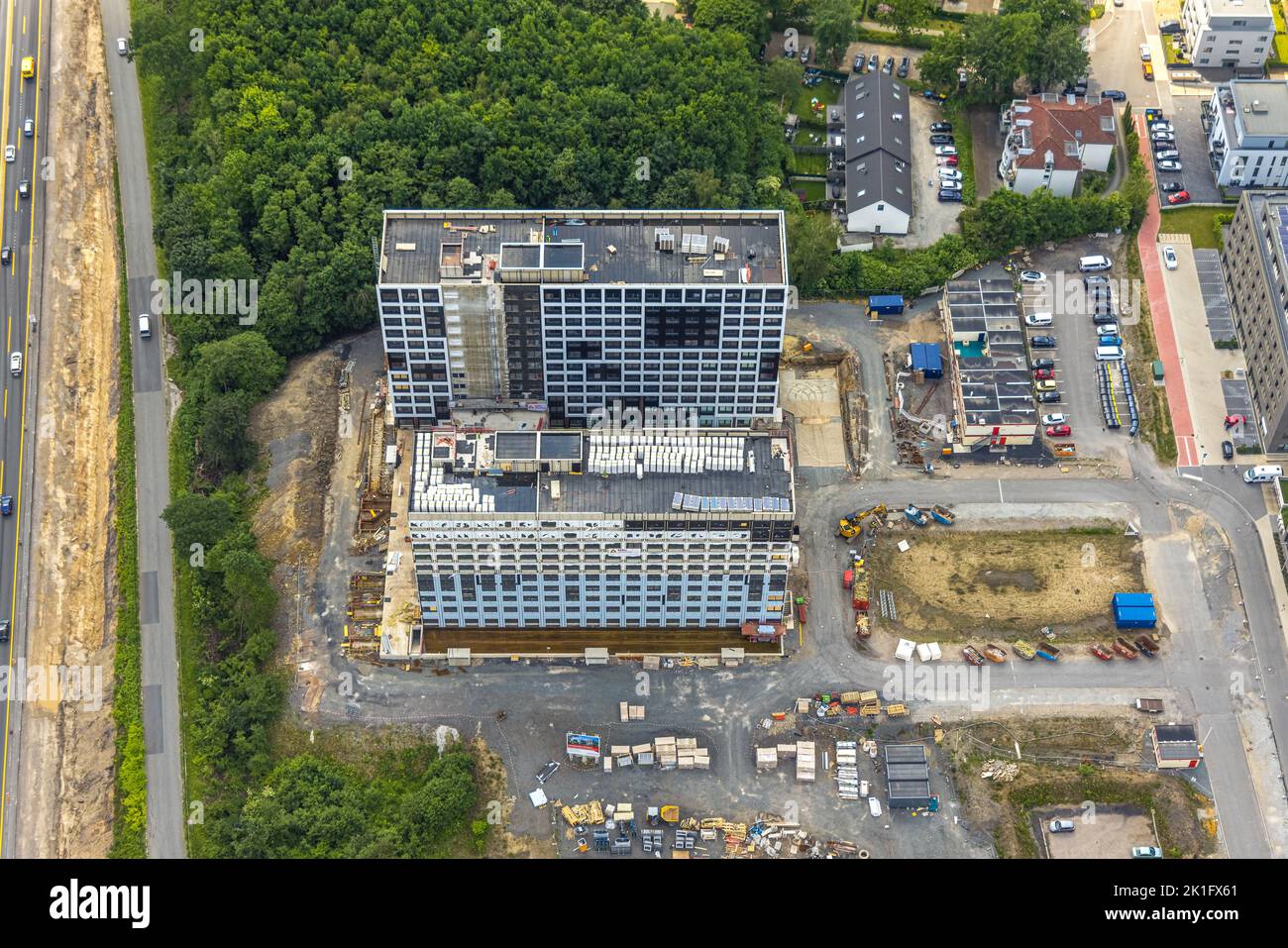 Aerial view, construction site and new building student dormitory in ... Aerial view, construction site and new building student dormitory in ...