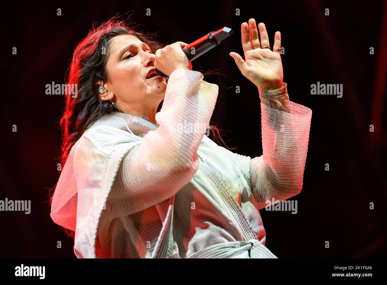 Elisa Toffoli performs in Piazza dei Cavalieri in Pisa with her back to ...
