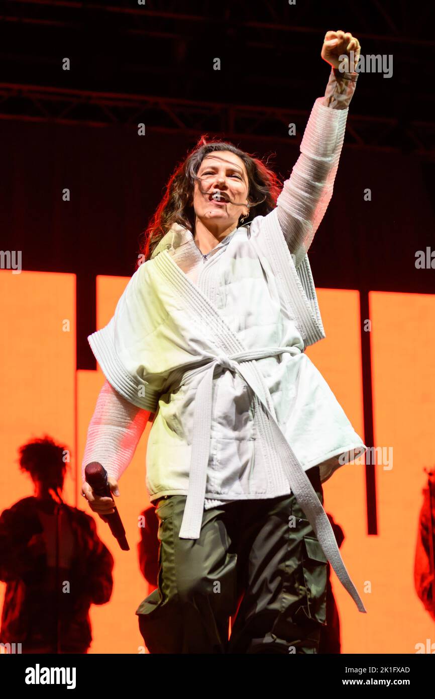 Elisa Toffoli performs in Piazza dei Cavalieri in Pisa with her back to ...