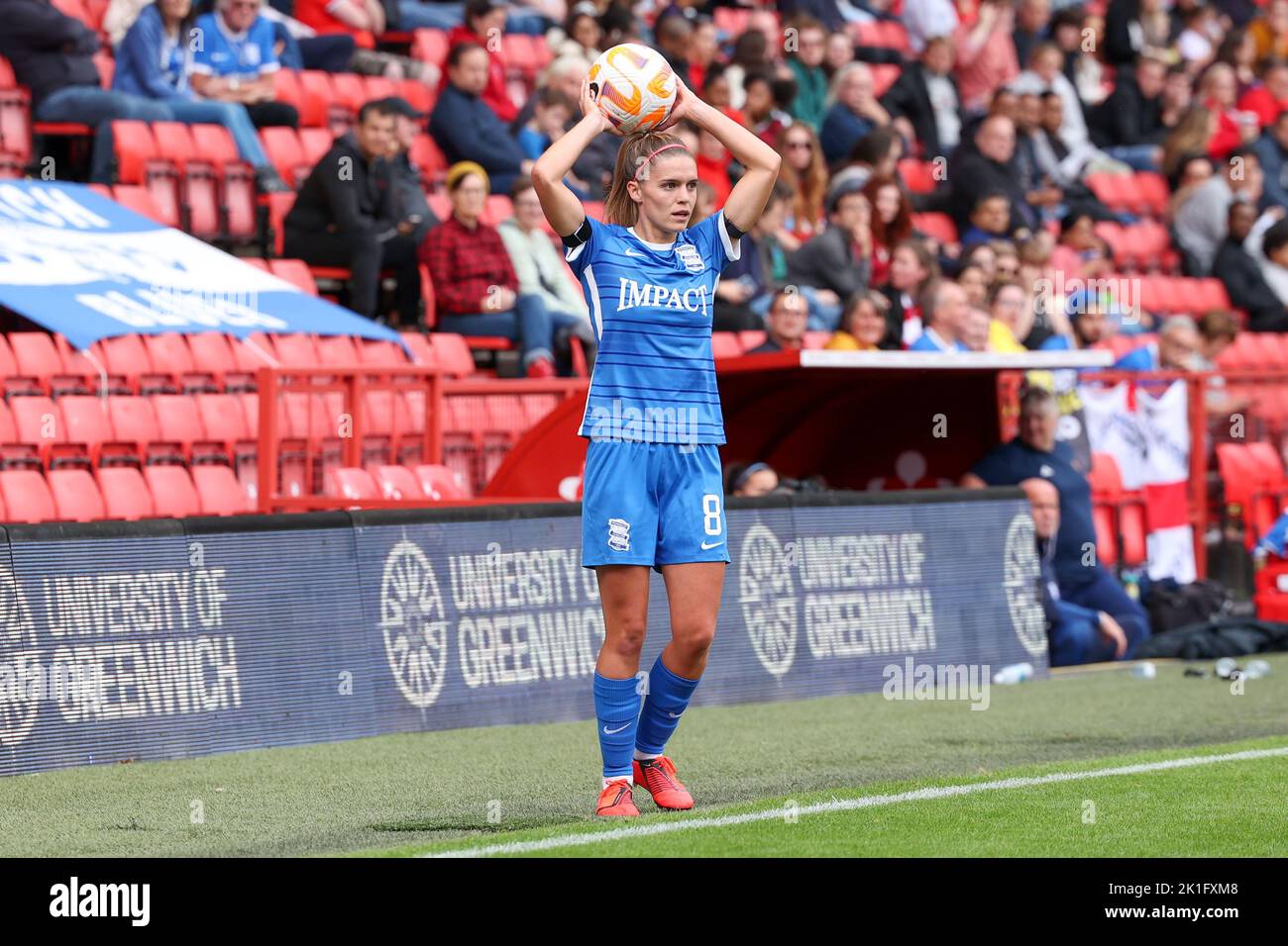 Charlton, UK. 18th Sep, 2022. Jamie Finn #8 of Birmingham City takes a ...