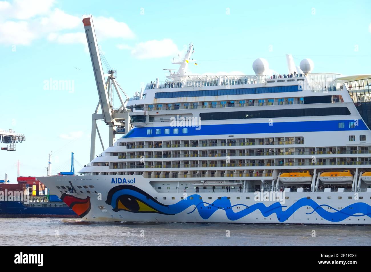 Huge cruise ship Aida Sol in Hamburg Stock Photo - Alamy