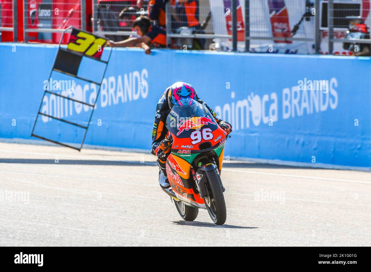 DANIEL HOLGADO (96) of Spain and Red Bull KTM Ajo during the MOTO 3 ...