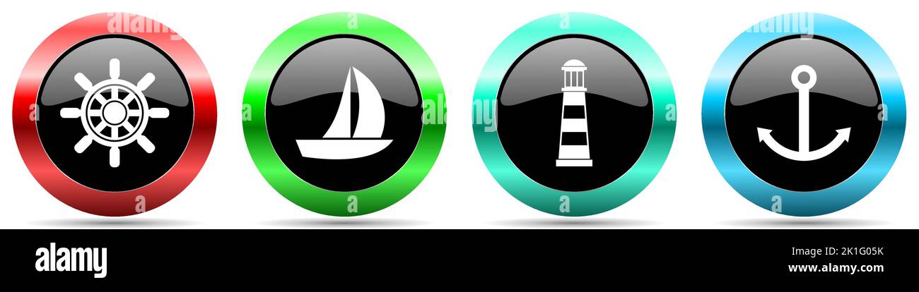 Sailing vector icons, set of colorful marine web buttons Stock Vector Image & Art - Alamy