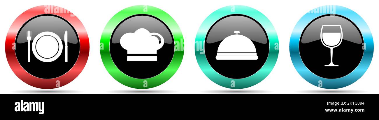 Restaurant vector icons, set of colorful food web buttons Stock Vector ...