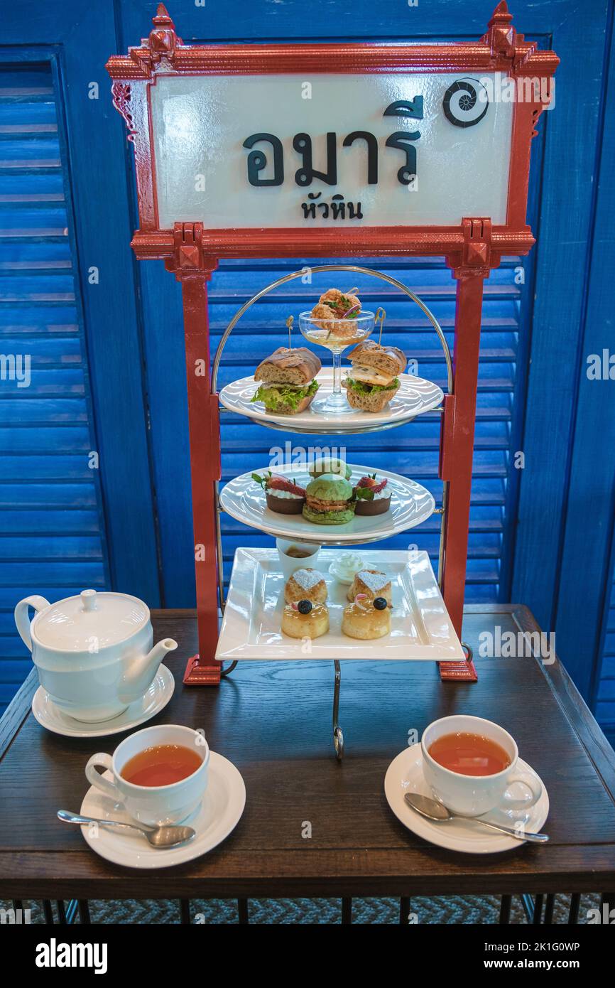 Luxury high tea with snacks and tea in a luxury hotel, high tea ...