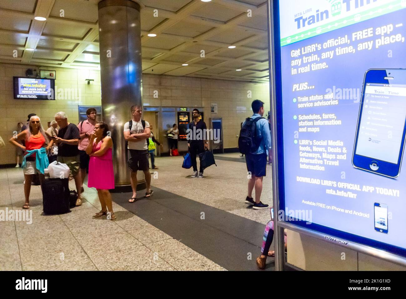 New York CIty, NY, USA, Crowd People, Tourists inside Penn Train ...