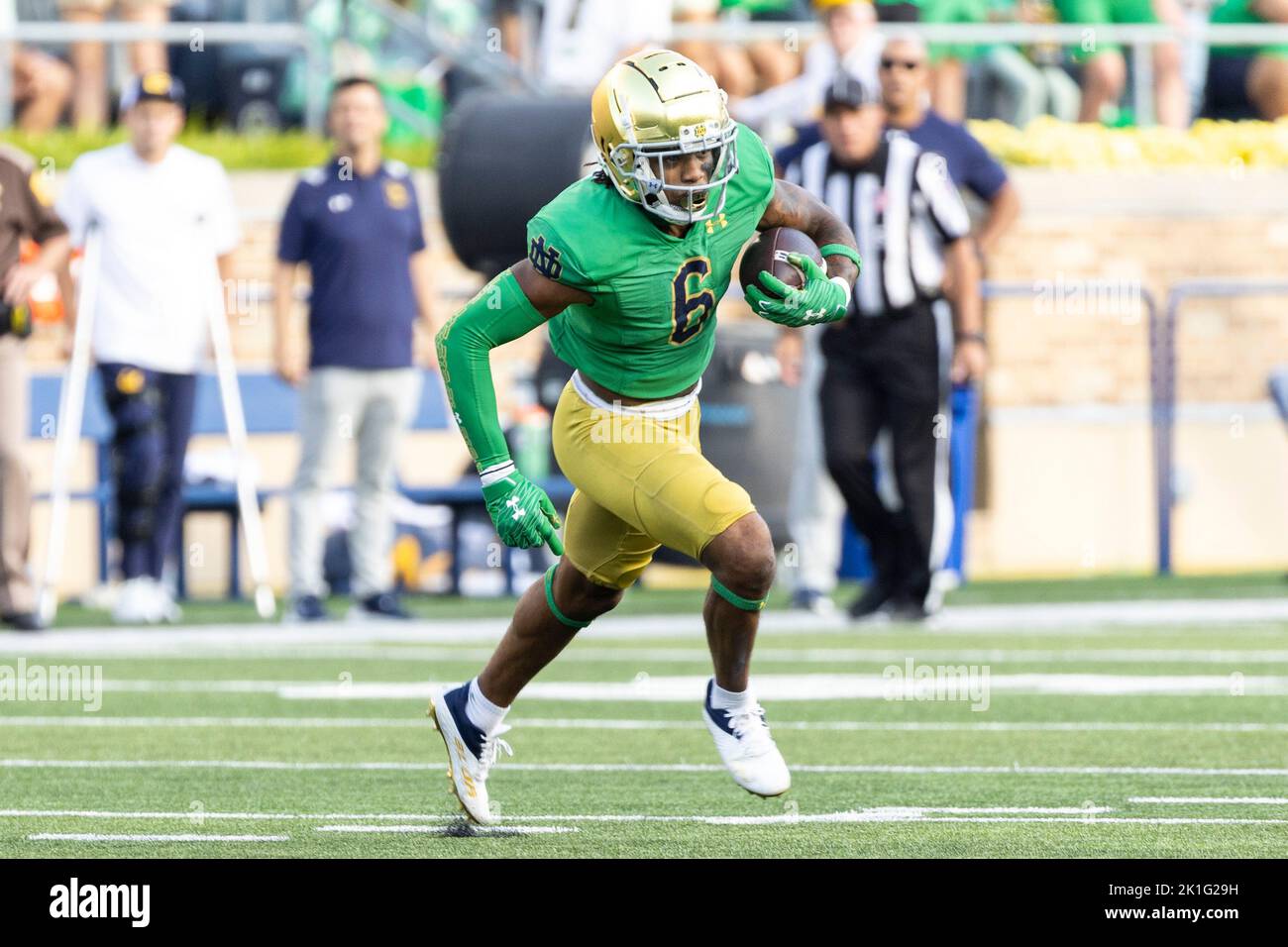 September 17, 2022: Notre Dame defensive back Clarence Lewis (6) runs ...