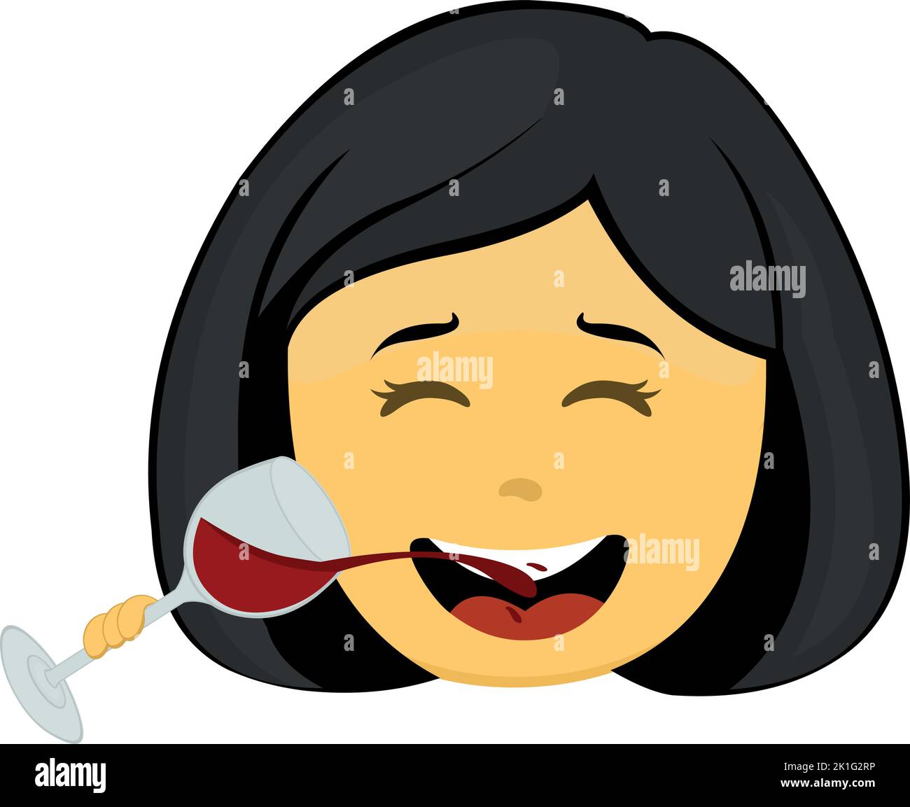 Vector illustration emoji of the face of a yellow woman cartoon ...