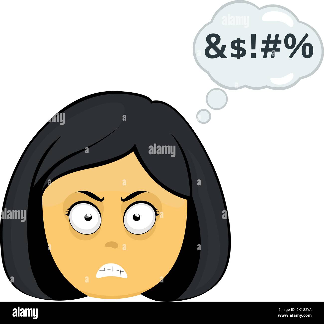 Vector illustration of emoji of a yellow cartoon woman face, with an ...
