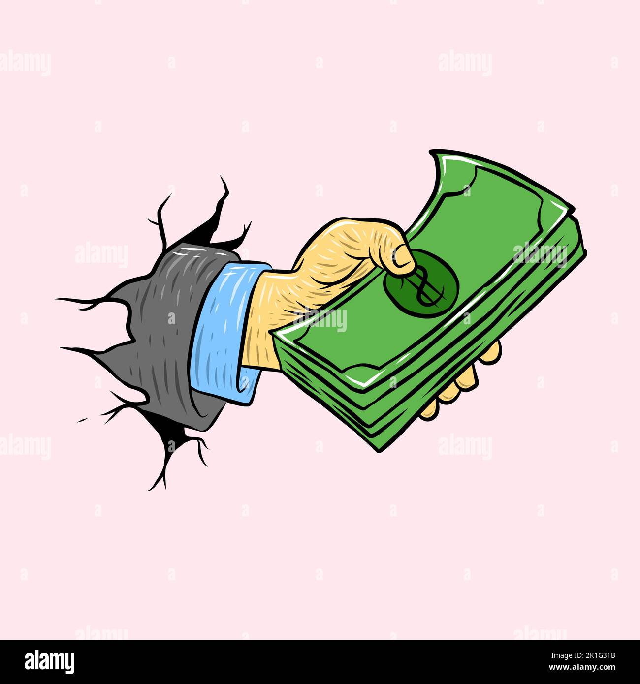 Hand holding money or money in hand outline flat icon. Hand with money ...