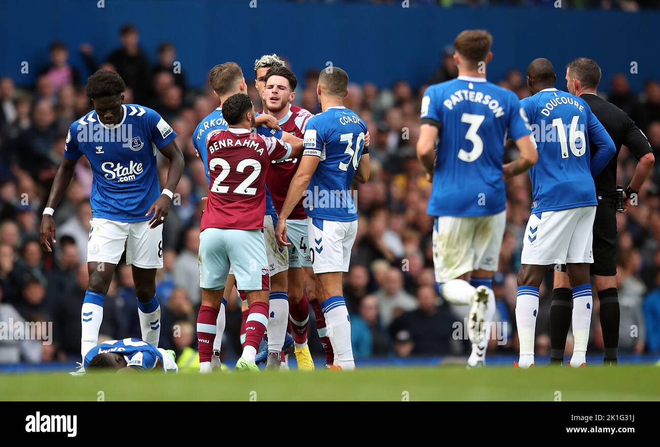 Tempers flare between the players during the Premier League match at ... Tempers flare between the players during the Premier League match at ...