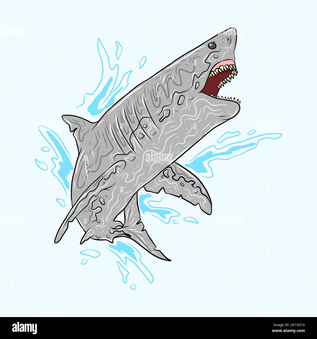 White shark. Saltwater fish. Eater Shark. Carcharodon. Big aggressive ...