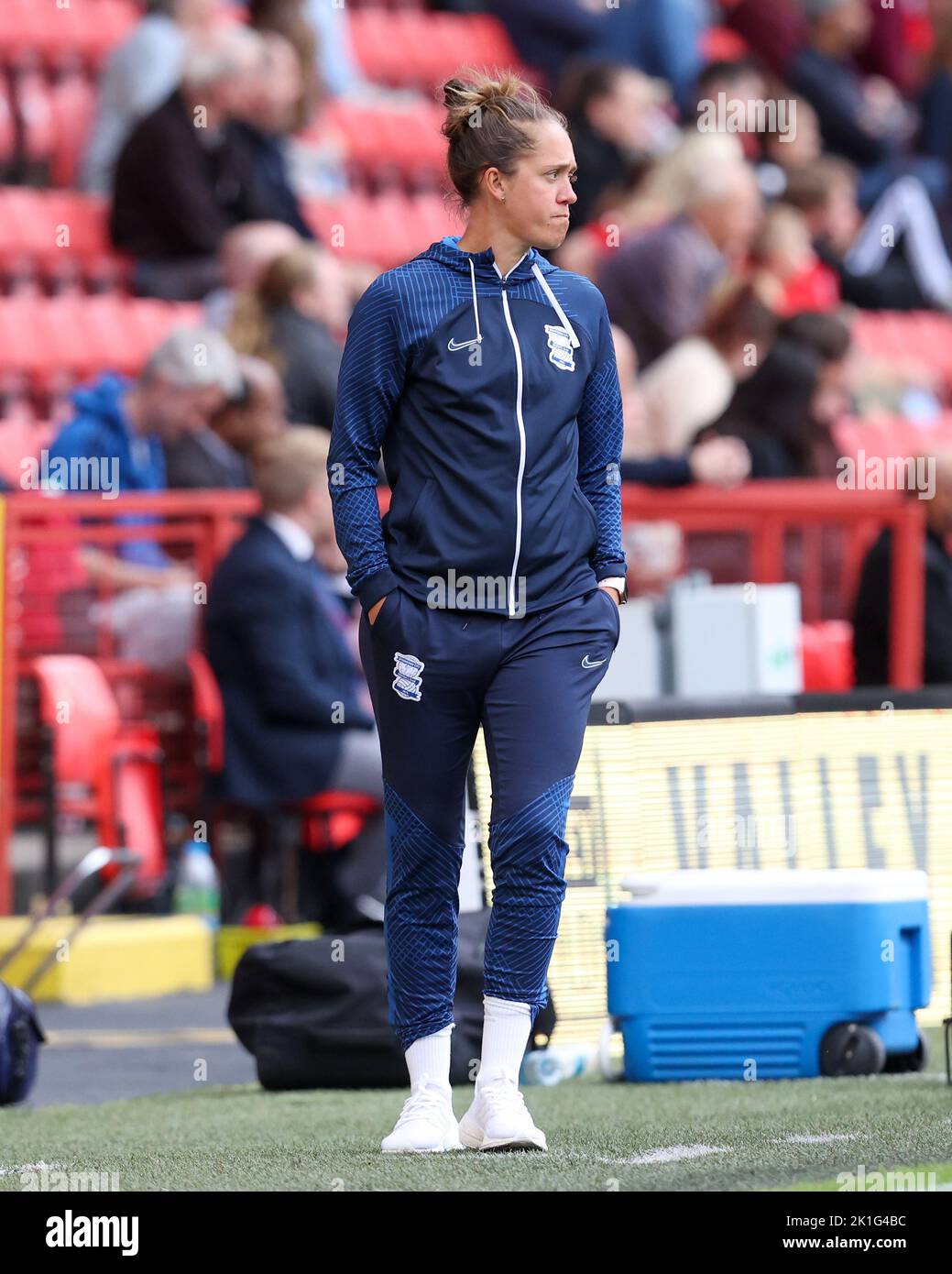 Charlton, UK. 18th Sep, 2022. Jo Potter Assistant Manager of Birmingham ...