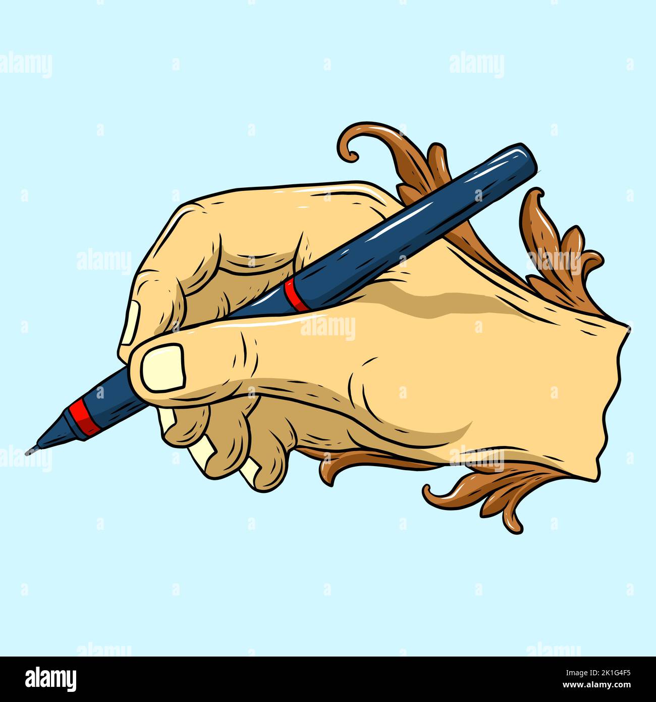 writing hand hold pen color icon vector. writing hand hold pen sign ...