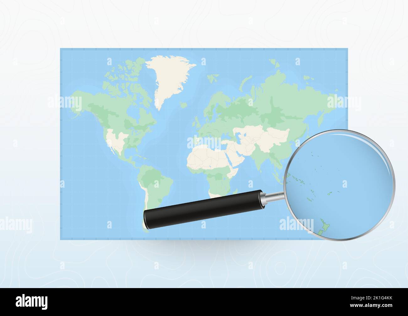 Map of the World with a magnifying glass aimed at Samoa, searching ...
