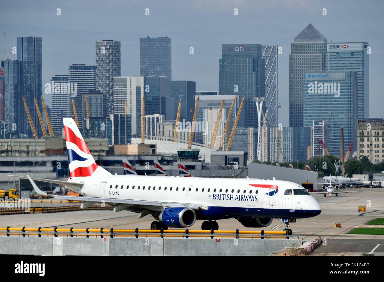 BA CityFlyer E190 G-LCAE taxing for departure at London City Airport ...