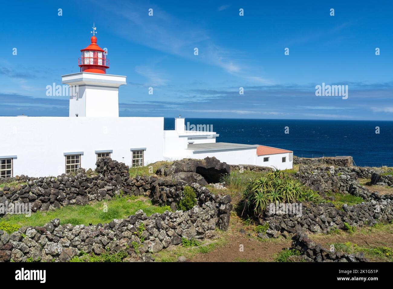 The Ponta das Contendas Lighthouse on Terceira Island, Azores, Portugal ...