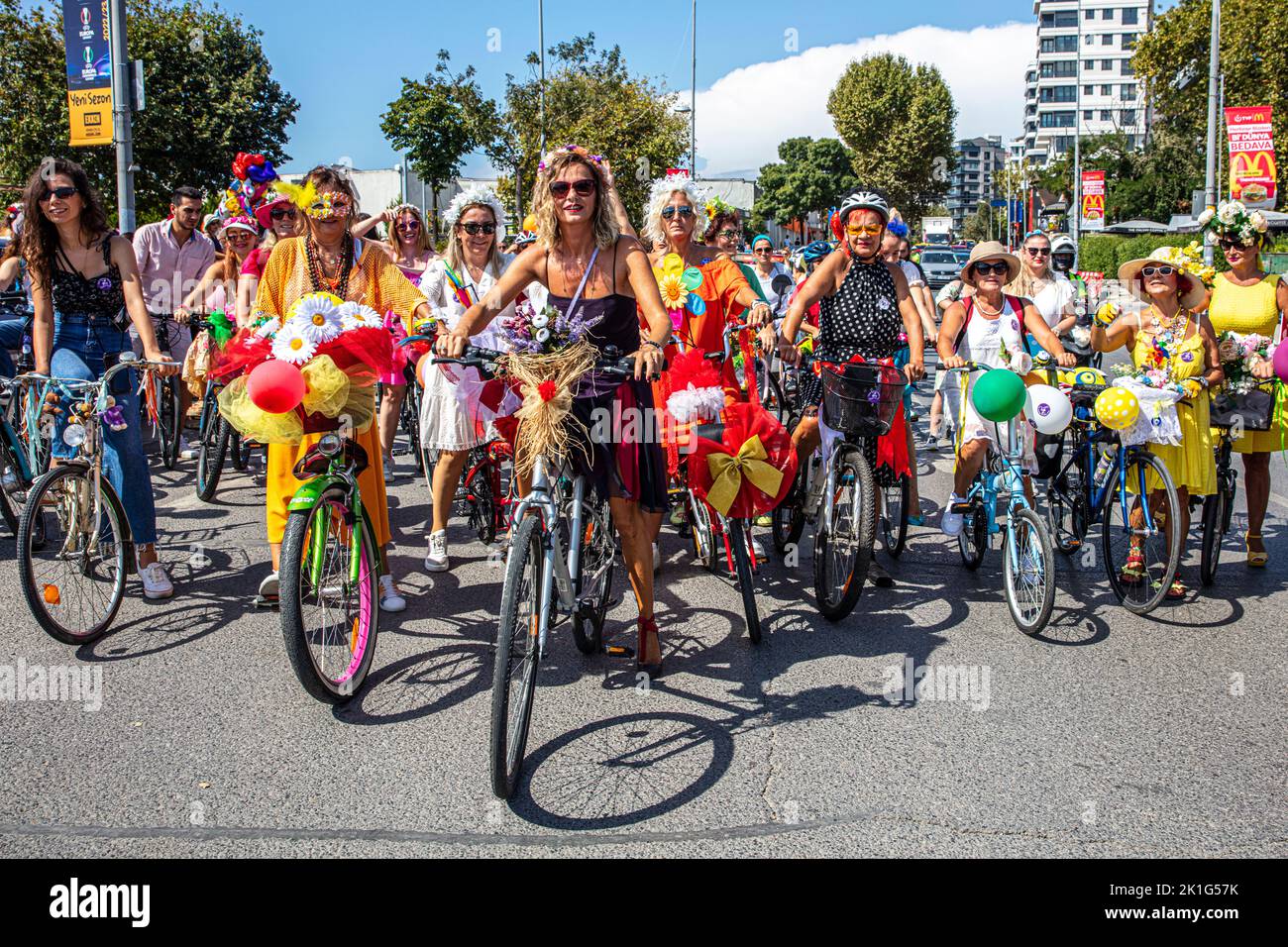 Istanbul, Turkey - September 18, 2022: Fancy women bike tour. Istanbul ...